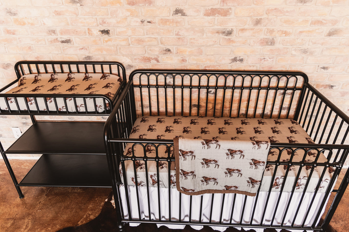 Sagebrush Longhorn Bamboo Muslin Crib Sheet Cowkid Clothing Company